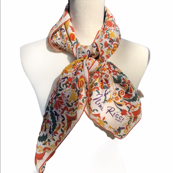 Nina Ricci | Accessories | Nina Ricci Floral Silk Scarf | Poshmark